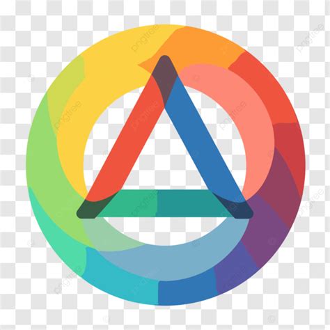 Ar 모양은 무지개 원으로 둘러싸여 있습니다 벡터 흰색 배경에 있는 Trishule의 단순한 다채로운 아이콘 그림자 없음 작은 프레임 중앙 Png 일러스트 및 벡터