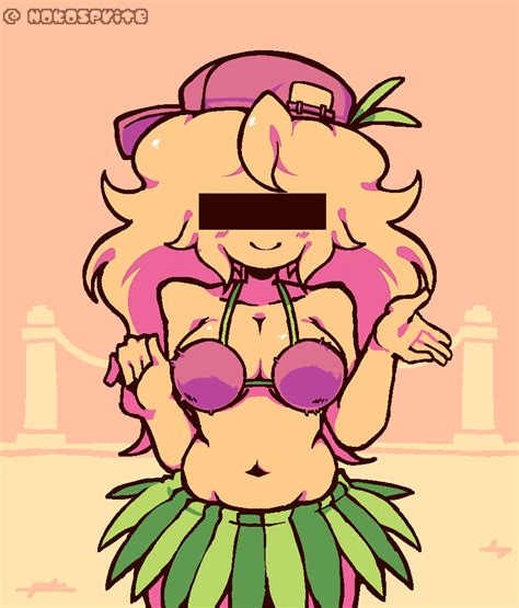 Rule 34 Big Breasts Censored Eye Coconut Bra Cosplay Digital Art Hat