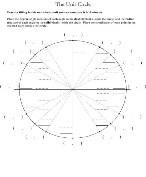 Unit Circle Worksheet Download Printable PDF
