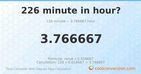226 Minutes To Hours 226 Min ≈ 37667 H