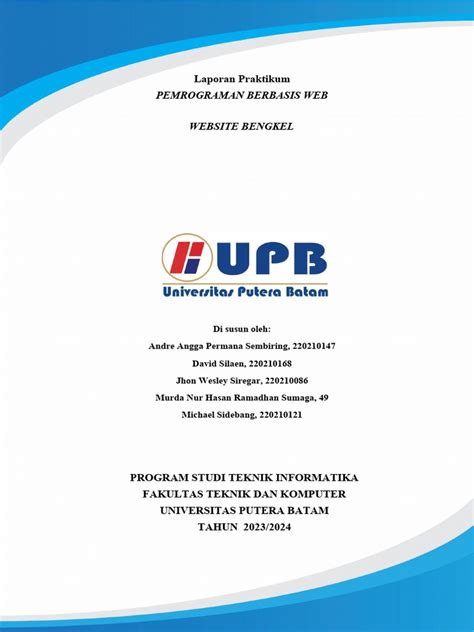 laporan praktikum pemrograman web bengkel pdf seni