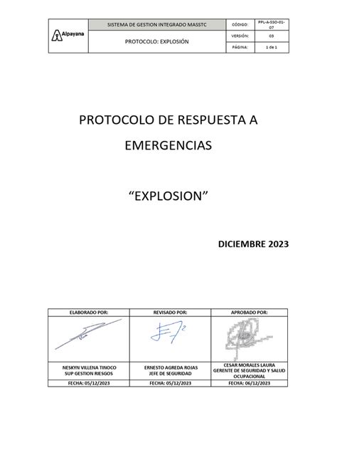 7 Y 8 Protocolo Explosión Y Exposición A Gases En Mina Descargar Gratis Pdf Minería Ambulancia
