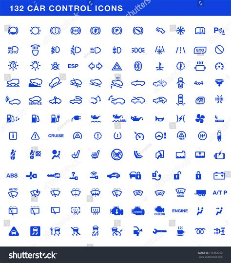 Car Dashboards Symbols Vector Set Stock Vector Royalty Free 715363750