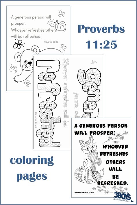 Proverbs 11 25 Coloring Pages Teaches Generosity