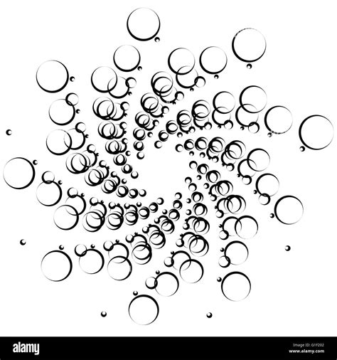 Abstract Spirally Monochrome Element With Overlapping Circles Stock