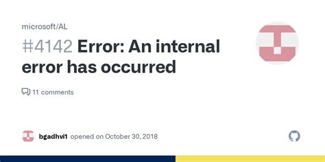 error an internal error has occurred · issue 4142 · microsoft al · github
