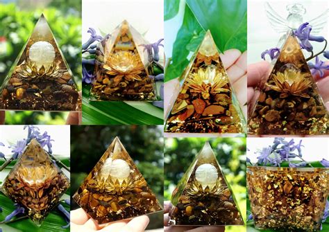 Гледай Оргонова Пирамида Символ Лотос Естествен кристал Тигрово Око За защита на дома за