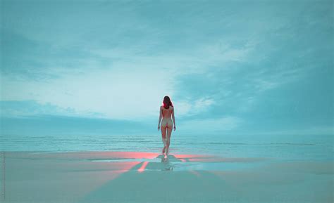 Nude Woman Walking To A Red Light By Stocksy Contributor Ibai