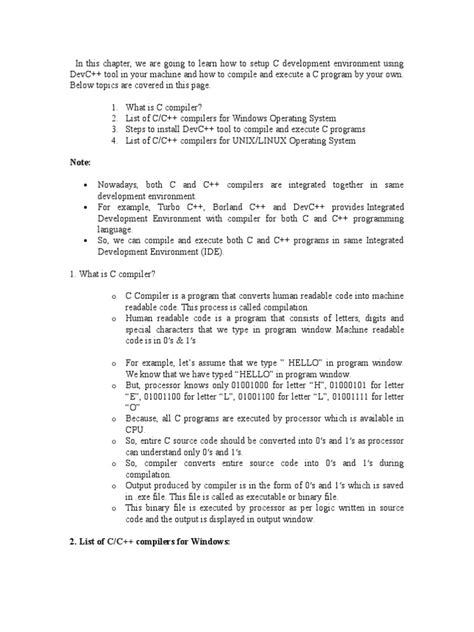 In This Chapter We Are Going To Learn How To Setup C Development