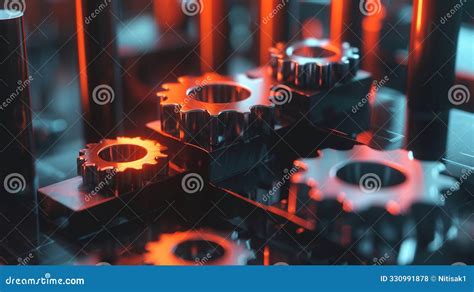 3d Render Icon Bar Chart With Gears And Cogs Representing Different