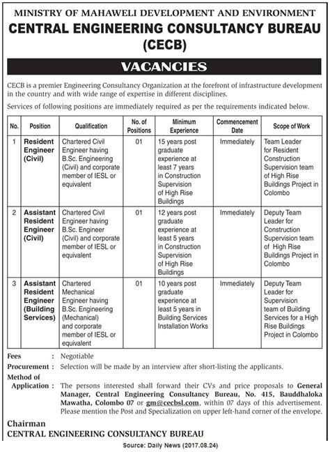 Resident Engineer Civil Assistant Resident Engineer Civil Building Services Central