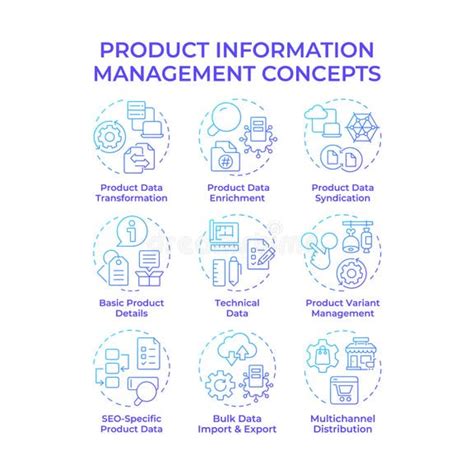 Product Information Management Blue Gradient Concept Icons Stock