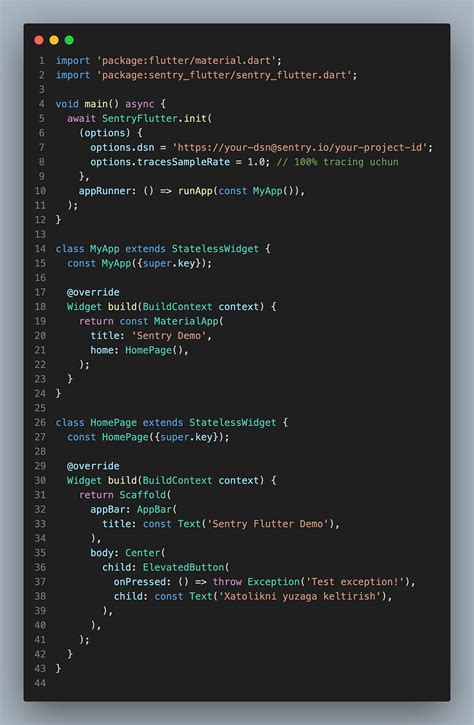 Flutterda Sentry Bilan Loglar Va Xatoliklarni Kuzatish By