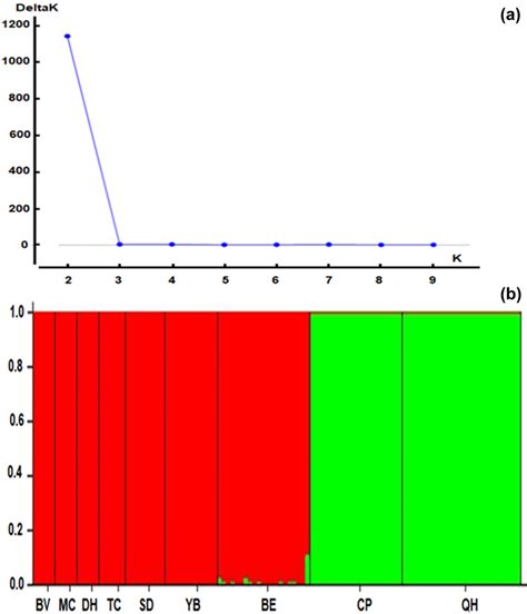 The Delta K Distribution Graph A And Bar Plot Of Admixture Assignment