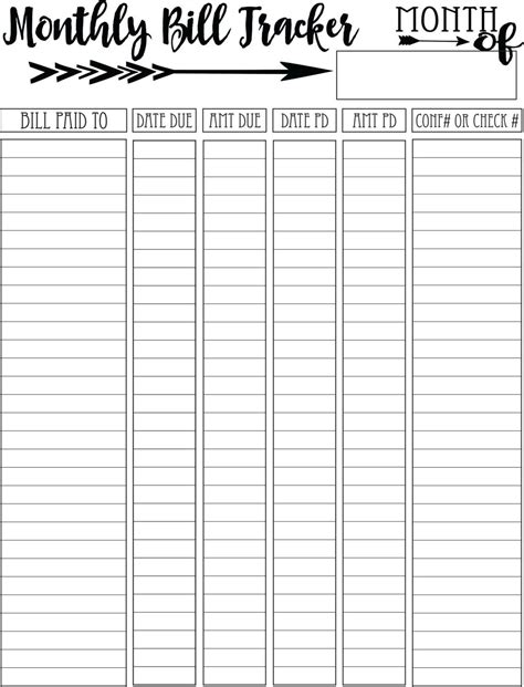 Free Bill Tracker Printable Printable Word Searches