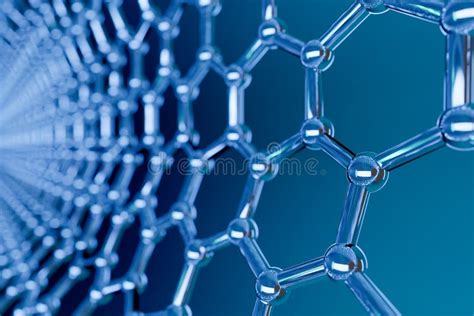 Graphene Molecular Nano Technology Structure On A Blue Background 3d Rendering Stock