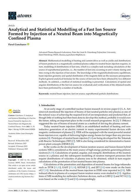 Pdf Analytical And Statistical Modelling Of A Fast Ion Source Formed By Injection Of A Neutral