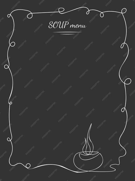 Premium Vector Blank Soup Menu Template Vector Drawing One White Line