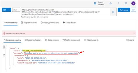 Azure Ms Graph Api For User Entities Throws Complex Query On
