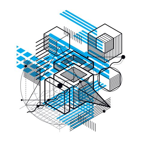 Abstract Background With Isometric Elements Vector Linear Art W Stock Vector Illustration Of