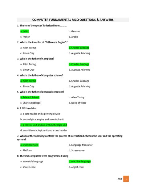 Computer Fundamental Mcq Questions Pdf Computer Data Storage Disk Storage