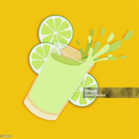 신선한 라임 주스 종이 아트 스타일의 유리입니다 과일 및 야채 음료는 당신의 인생에 대 한 좋은 벡터 일러스트입니다 0명에 대한 스톡 벡터 아트 및 기타 이미지 Istock