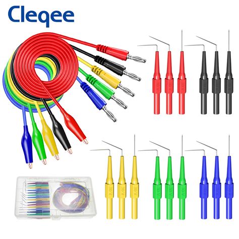 Cleqee P1920 20 개대 백 프로브 키트 악어 클립 4mm 바나나 플러그 멀티 미터 테스트 리드 10a 자동차 도구