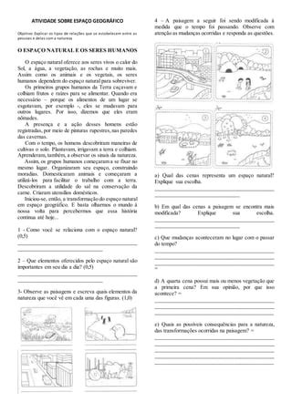 Atividade Sobre Espaço Geográfico Docx
