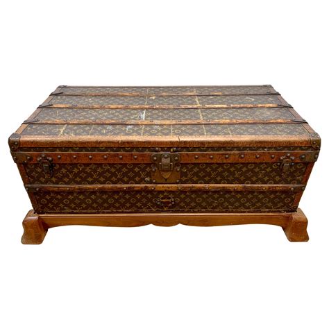 Antique Louis Vuitton Monogram Steamer Trunk Coffee Table For Sale At