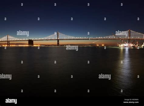 The San Francisco Oakland Bay Bridge With Illuminations The Bay Lights