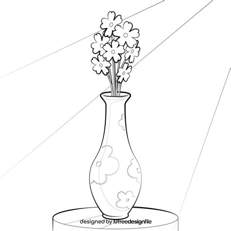 Flower Vase Drawing Outline Black And White Vector Free Download