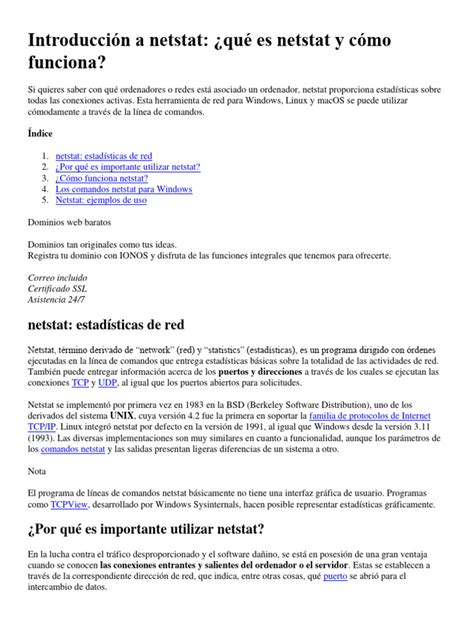 netstat pdf transmisión de datos arquitectura de computadores