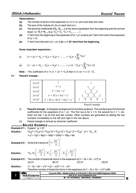 Solution Sheet Binomial Theorem English Studypool