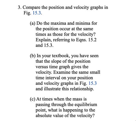 Solved Compare The Position And Velocity Graphs Infig