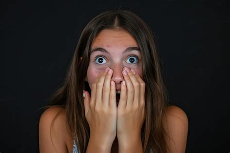 Nervous Teenager Girl In Studio With Oops Reaction On Black Background