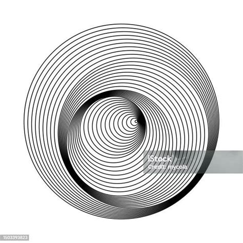 예술적 배경 로고 또는 아이콘으로 검은색 원이 있는 착시 현상 3차원 형태에 대한 스톡 벡터 아트 및 기타 이미지 3차원 형태 개념 기호 검은색 Istock