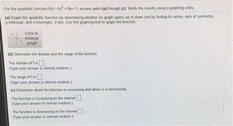 Solved For The Quadratic Function Fx 4x 8x 1 Answer