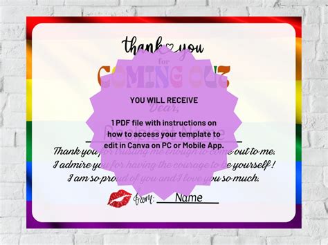 Editable Lgbtq Coming Out Certificate Pride Appreciation Canva