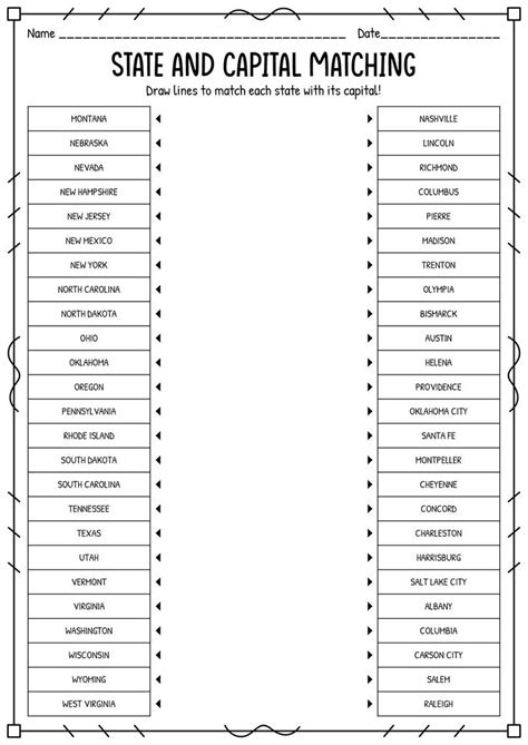 Free Printable States And Capitals Worksheets States And Capitals