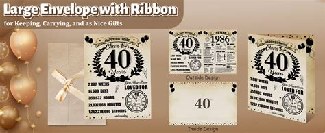 Uiorgui Large 40th Birthday Cards For Men Women Vintage