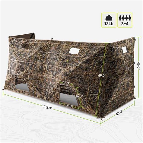 Modular Pop Up Waterfowl Hunting Blinds 3 4 Person Ground Blind Camo