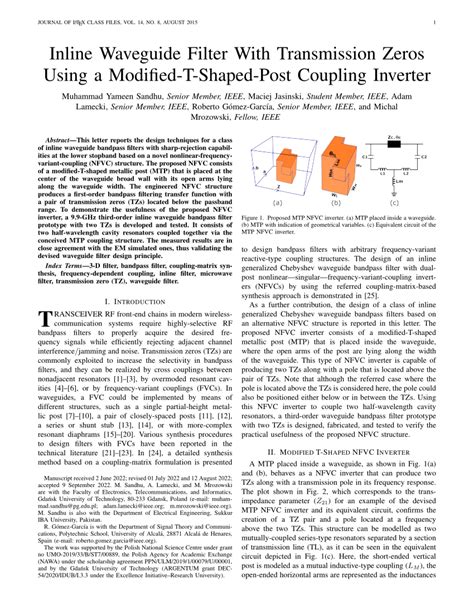 Pdf Inline Waveguide Filter With Transmission Zeros Using A Modified