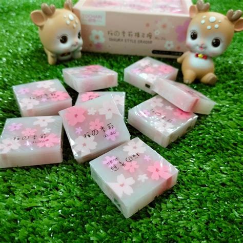 ยางลบก้อน ยางลบลายดอกซากุระ ยางลบดินสอ จำนวน 1 ก้อน เค เค จี สเตชั่นเนอรี่ Thaipick