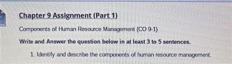 Solved Chapter 9 Assignment Part 1 Components Of Human