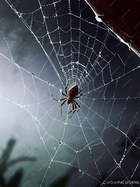 Spider In The Sky With Clouds Premium Ai Generated Image