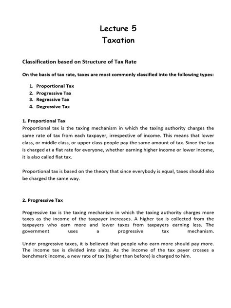 Lecture 5 Taxation Pdf Taxes Progressive Tax