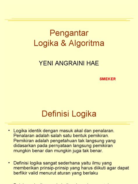 1 Pengantar Logika And Algoritma Pdf