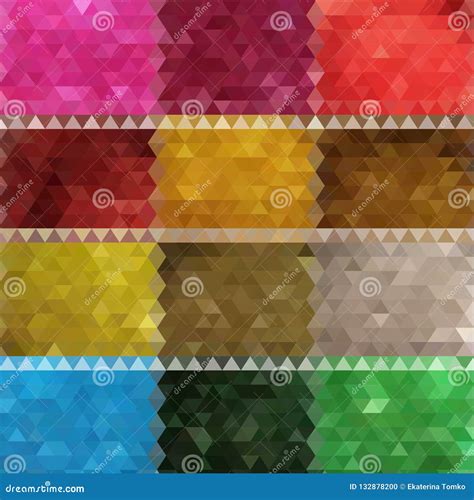 Set Of Four Colorful Abstract Geometric Background With Triangular Polygons Colorful Mosaic Of
