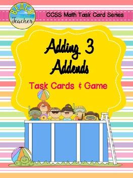 Summer Themed Adding Single Digit Addends Task Cards Game By Beach Teacher