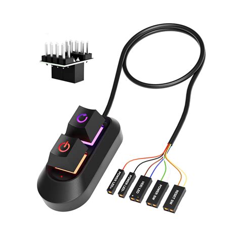 Computer Case Power Button Extension Cable Set Featuring Splitter